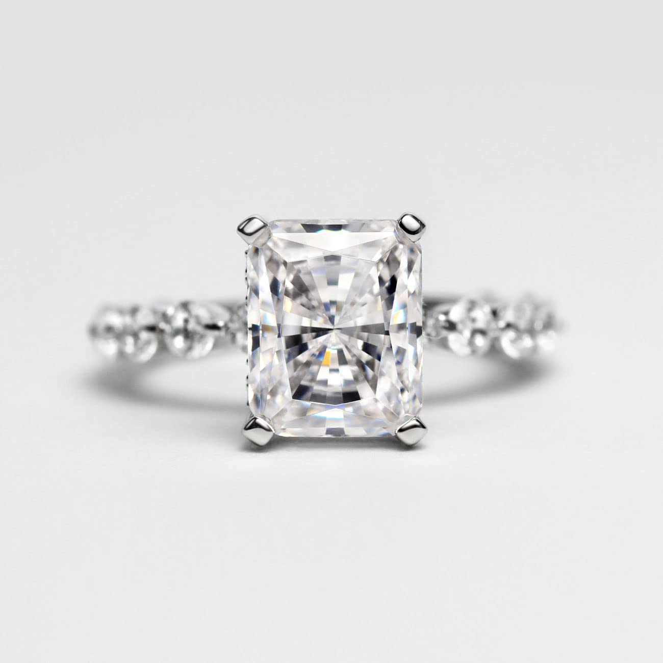 Michooyel S925 4ct Radiant Cut Cubic Zirconia Engagement Rings For Women Wedding Ring Promise Ring Sterling Silver Diamond Wedding Band