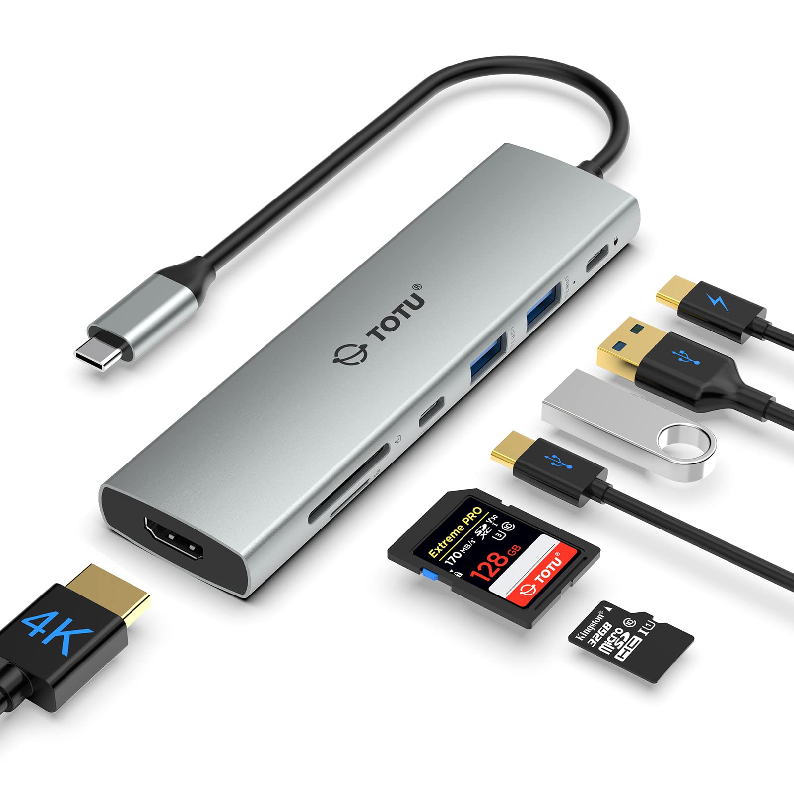 TOTU 9 in 1 USB C Hub with 4K HDMI, 1000Mbps Ethernet & 7 in 1 4K HDMI USB C Hub