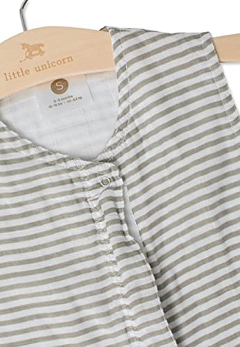 Little Unicorn – Grey Stripe Cotton Muslin Sleep Bag | 100% Cotton | Super Soft and Lightweight | Baby | Size Medium: 6-12 Months | Machine Washable | 1.1 TOG