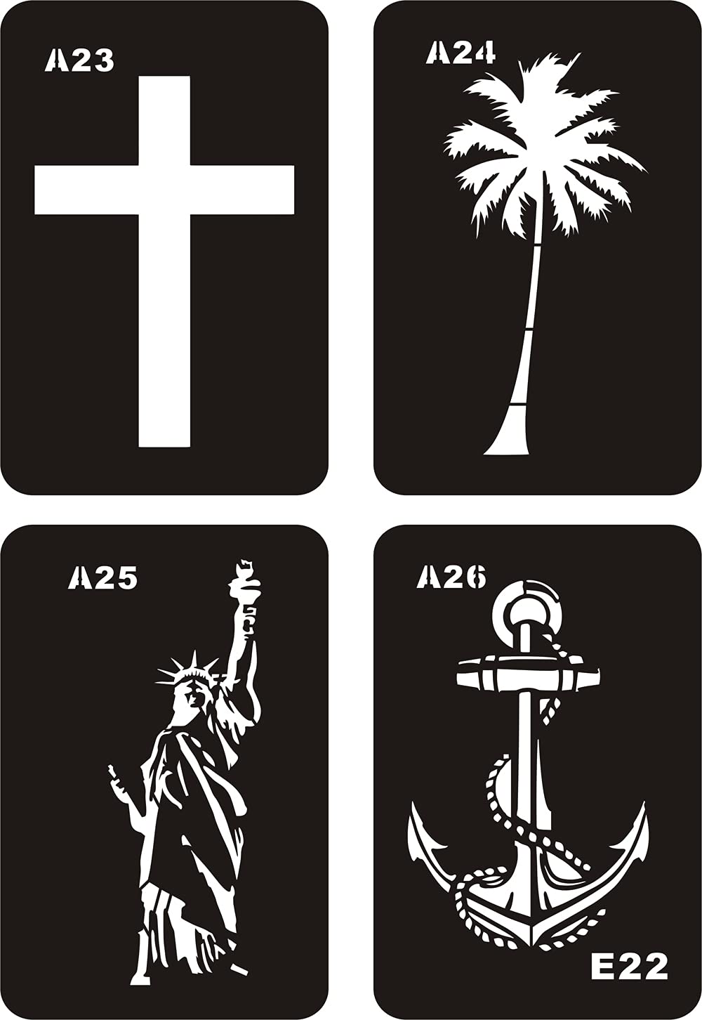 Kotbs 6 Sheets Henna Tattoo Stencil Kit, 52pcs Cross Sword Arrow Patterns Temporary Glitter Airbrush Tattoo Stencils Arabian Tattoo Stickers for Face Paint Body Art