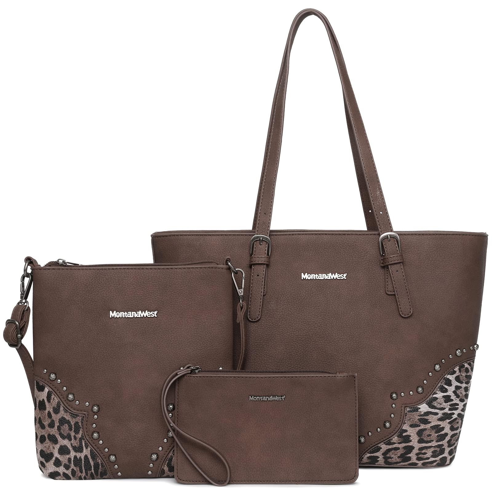 Montana West 3 PCS Tote Bag Set Purse Large Shoulder Bag Concealed Carry Purses and Handbags for Women MWC3-G058-CF