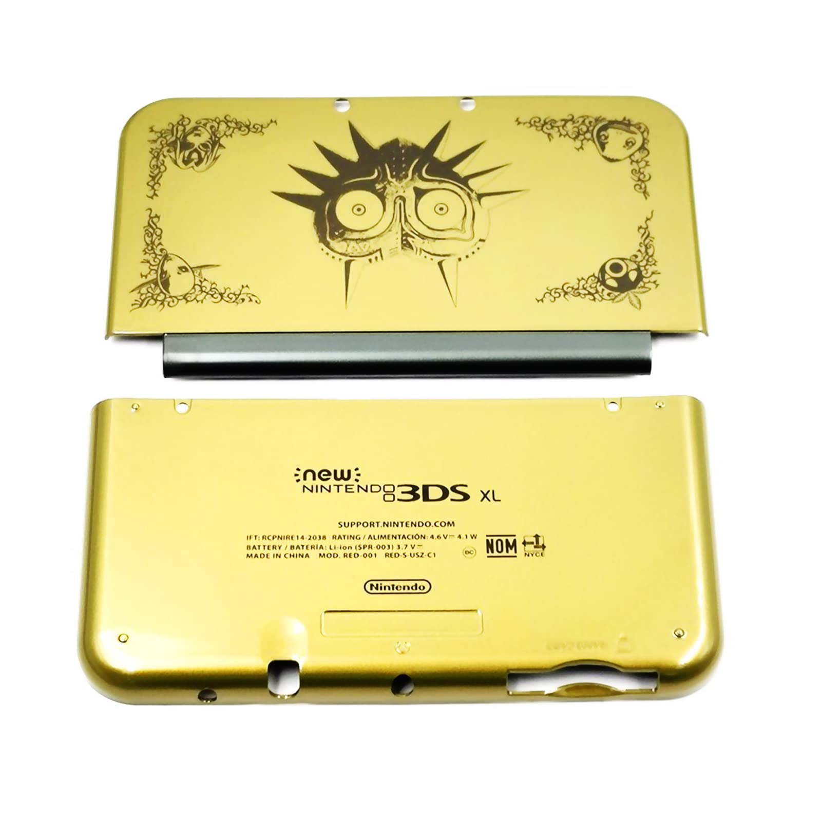 New 3DS XL Shell Top & Bottom Coverplate Gold Replacement, for Nintendo New3DS XL LL New3DSXL Handheld Console, The Legend of Zel-da Edition Case A E Faceplate Back Cover Plates