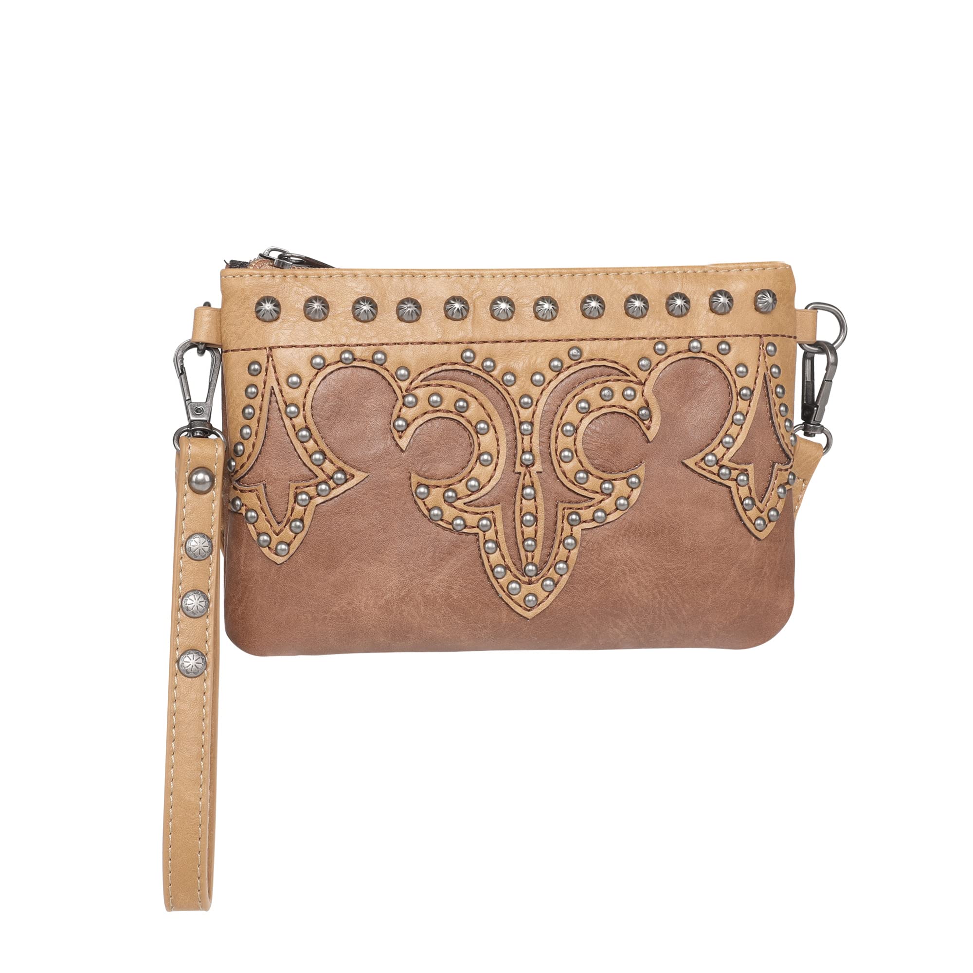 Montana West Boot Scroll Collection Crossbody Bag Small Western Purses and Handbag Clutch Wallet with Wristlet Strap MW1100-181BR