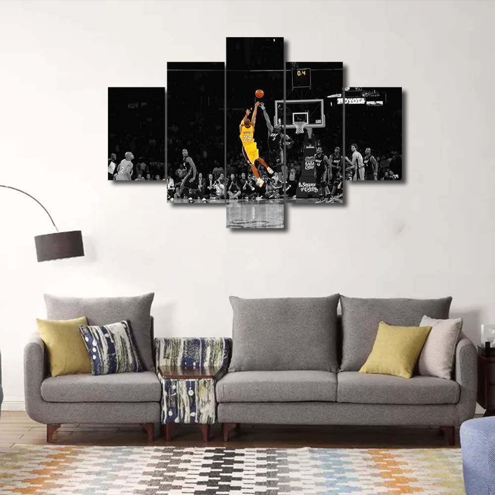Large Canvas Art Prints Kobe Bryant's Game Winning Shot Picture Forever Legend Inspirational Art for Home Wall Decor, Black Mamba Posters for Men Boys Room Decorations for Bedroom, Office (60"W40"H)