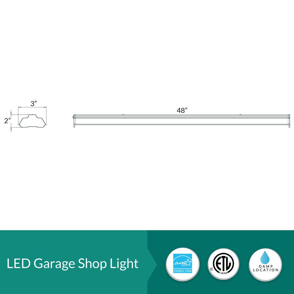 LED Shop Light for Garages, Work Areas and Shops - 4 Foot with Plug - 4200 Lumen - 4000K Cool White - Linkable