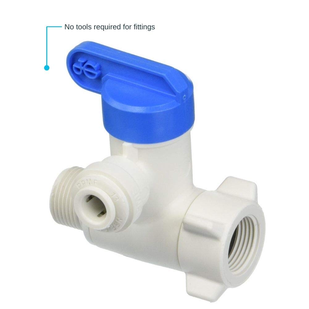 John Guest 3/8 x 3/8 x 3/8 Inch Angle Stop Adapter Valve, Push to Connect Plastic Plumbing Fitting, PASVPP2