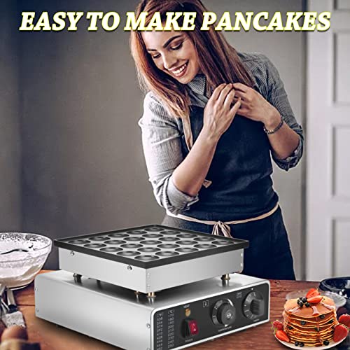 Panghuhu88 25Pcs Mini Dutch Pancake Maker, 950W Electric Non-stick Muffin Maker Machine, Poffertje Maker Dorayaki Pancake Maker Machine for Bakery Home and Kitchen Restaurant Snack Bar (US Plug 110V)