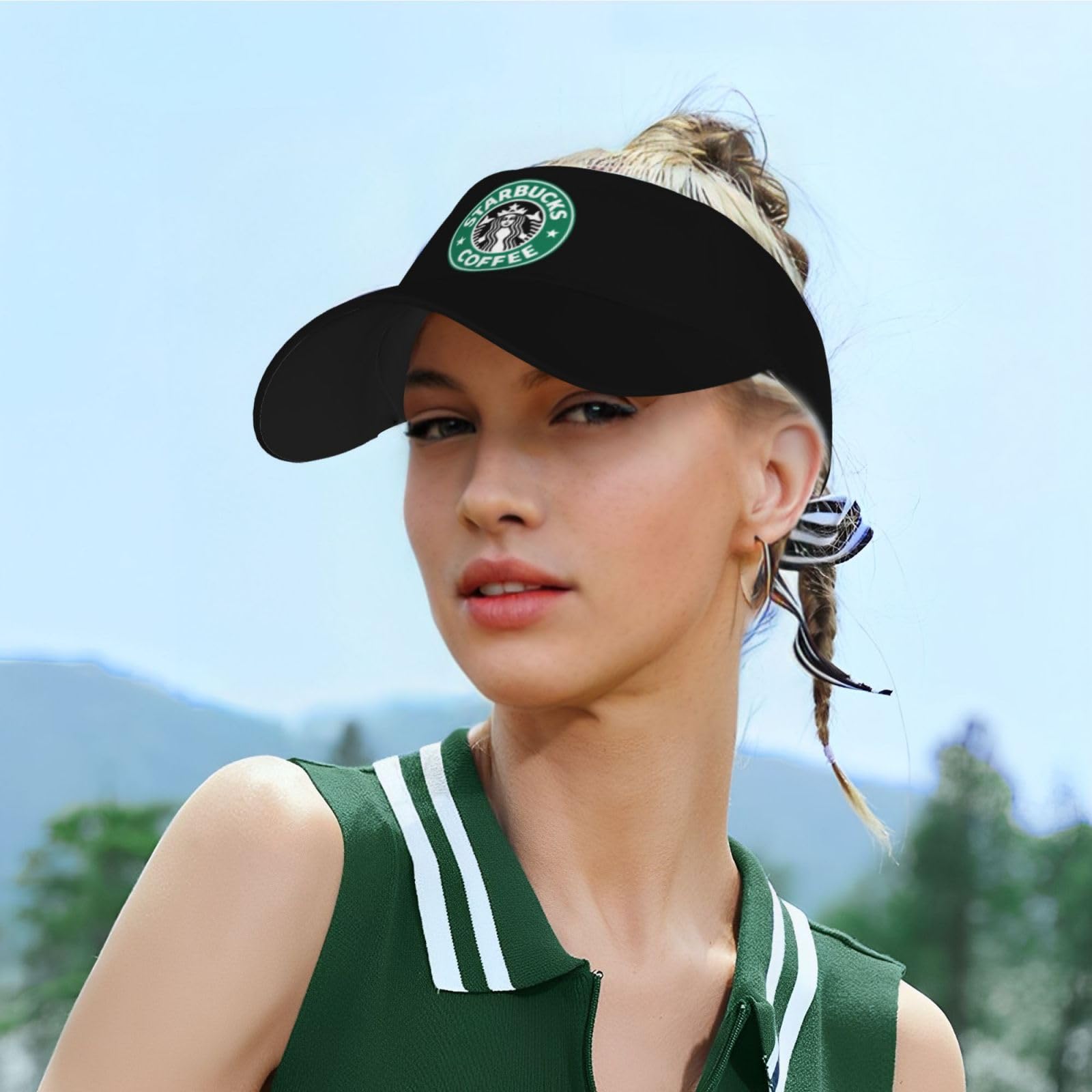 Starbuc* Sunscreen Coffee Visor Hats for Women & Men, Adjustable Sport Empty Top Baseball Sun Cap, Outdoor Tennis Visor, Golf Visor