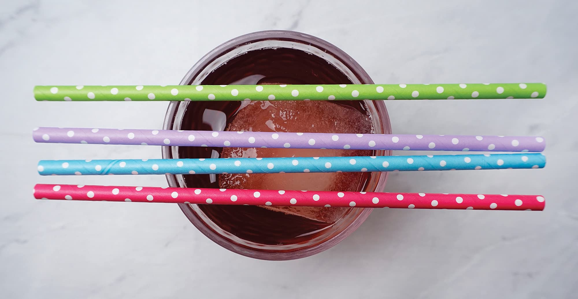RSVP International (PS-1000D) Dotted Paper Straws, 100 Count | Each Straw 7.34" Long | Lovely Design & Biodegradable | For Hot & Cold Beverages | For Parties, Events & More