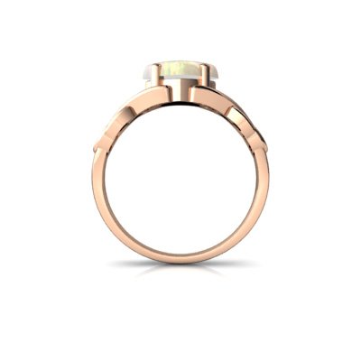 Jewels For Me 14kt Rose Gold Opal 6mm Cushion Celtic Knot Ring - Size 7.5