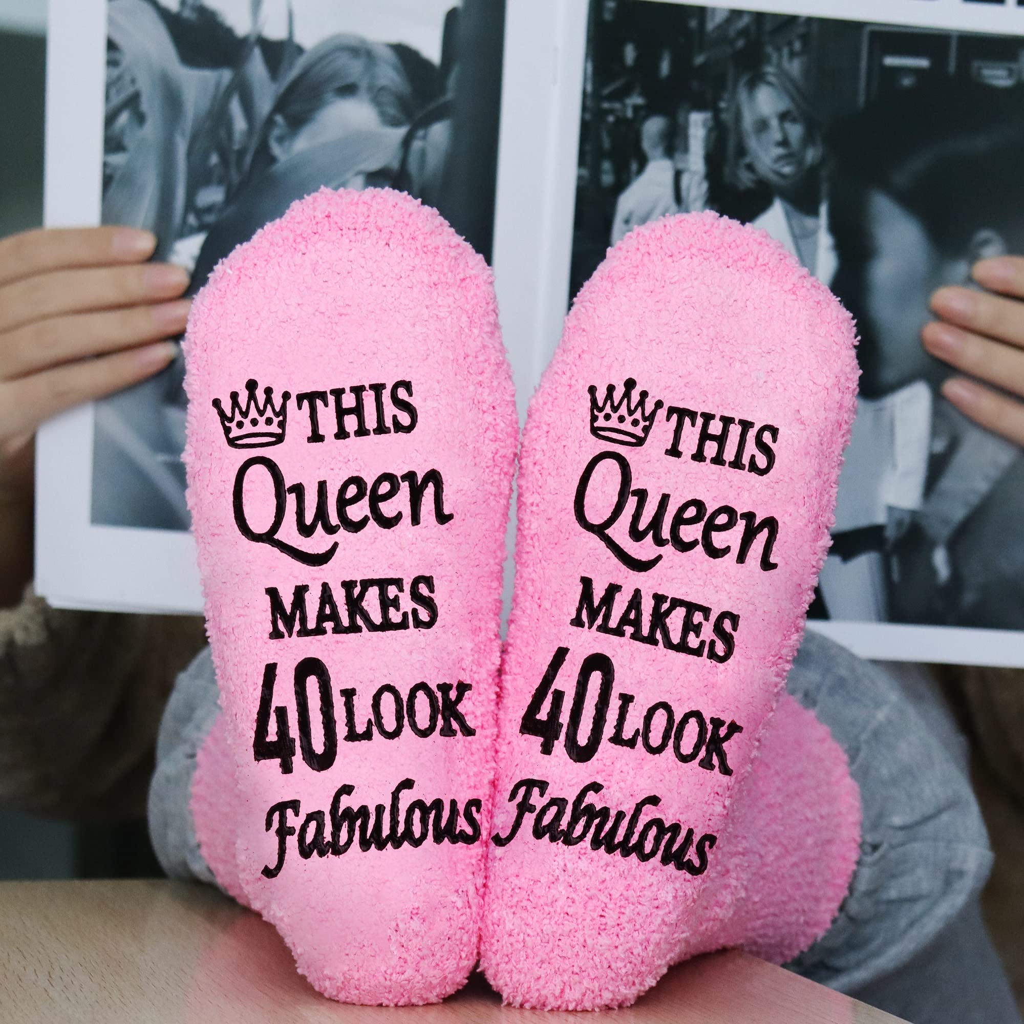 Jeasona 30th Birthday Gifts for Her Womens Cute Funny Fuzzy Socks