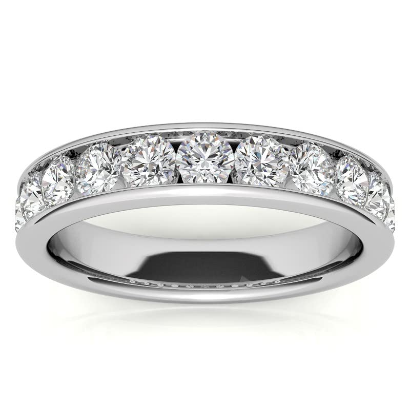 Love Band 1.00 CT Moissanite Matching Comfort Fit Band Colorless Moissanite Engagement Ring Wedding Band Silver Solitaire Vintage Antique Anniversary Diamond Moissanite Ring Elegant Band (7.5)