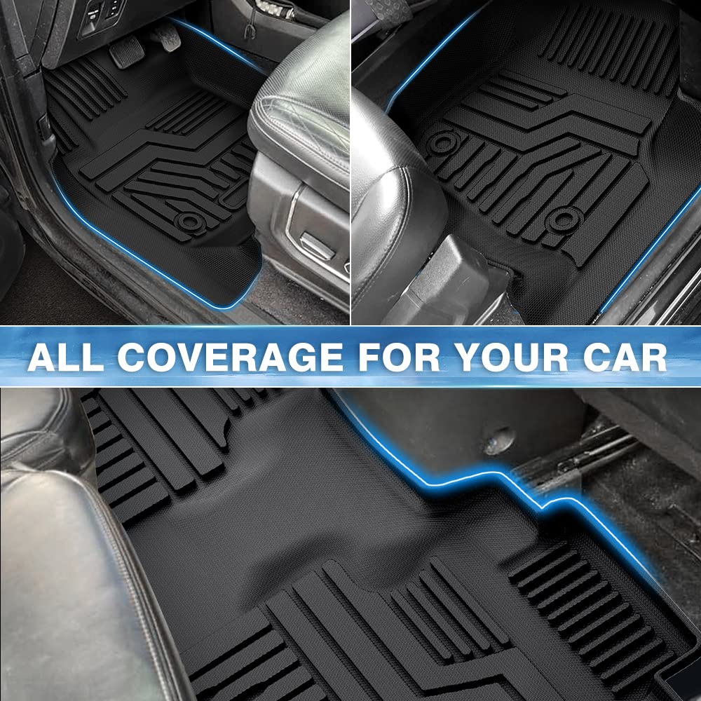 Mixsuper Custom Fit for Floor Mats 2018-2022 Ford Expedition / Lincoln Navigator with 2nd Row Bench Seat (Including Max and L) All Weather Floor Liners 1st & 2nd Row Mat Liner Set Black
