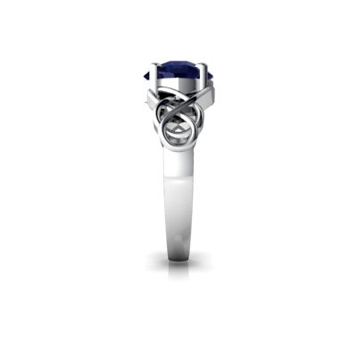 Jewels For Me 14kt White Gold Lab Sapphire 6mm Cushion Celtic Knot Ring - Size 6