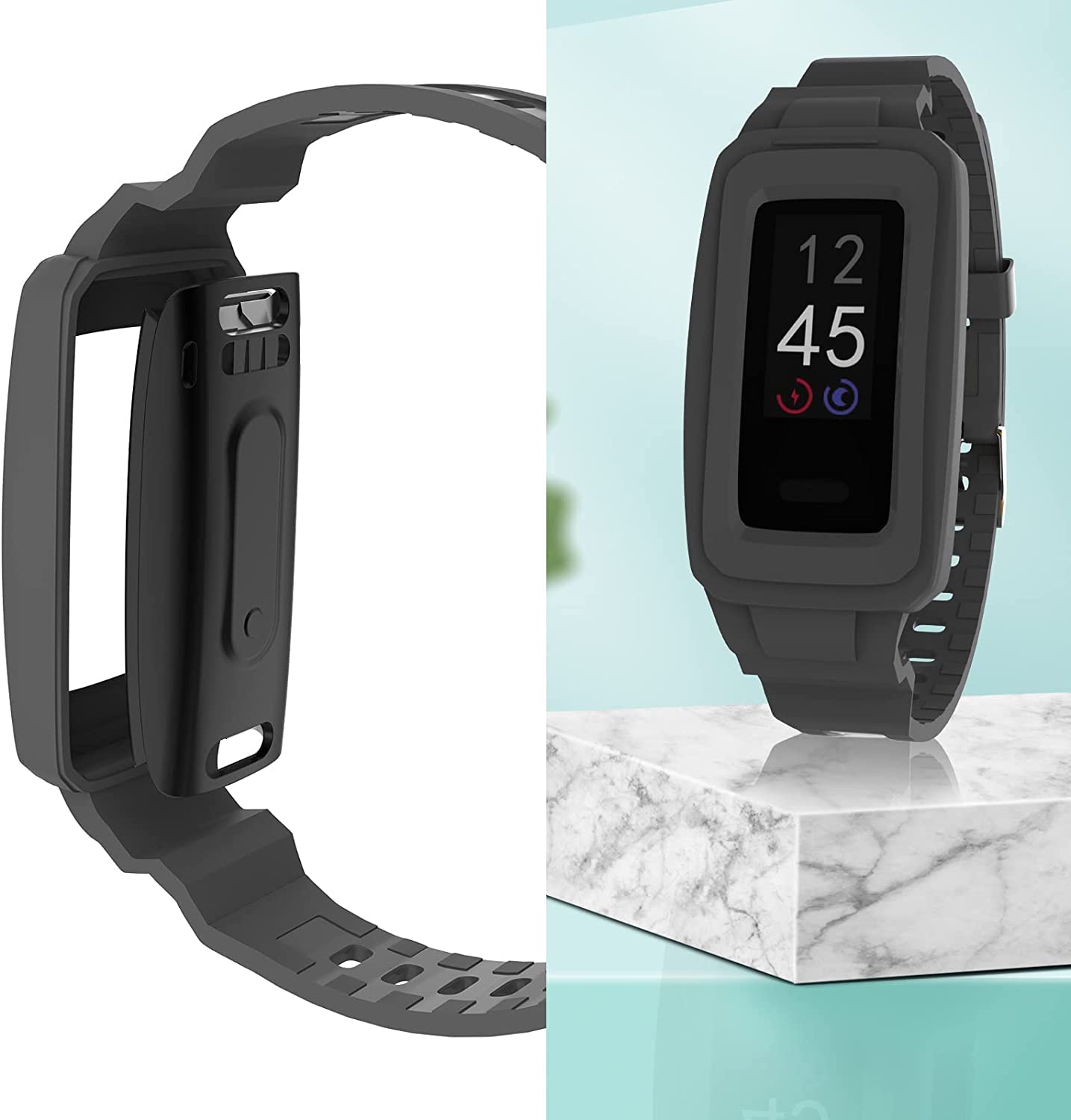 omee 2 Pack Halo View Bands with Case Compatible with Amazon Halo View Fitness Tracker [2021], Halo View Soft Silicone Sport Replacement Band for Men Women