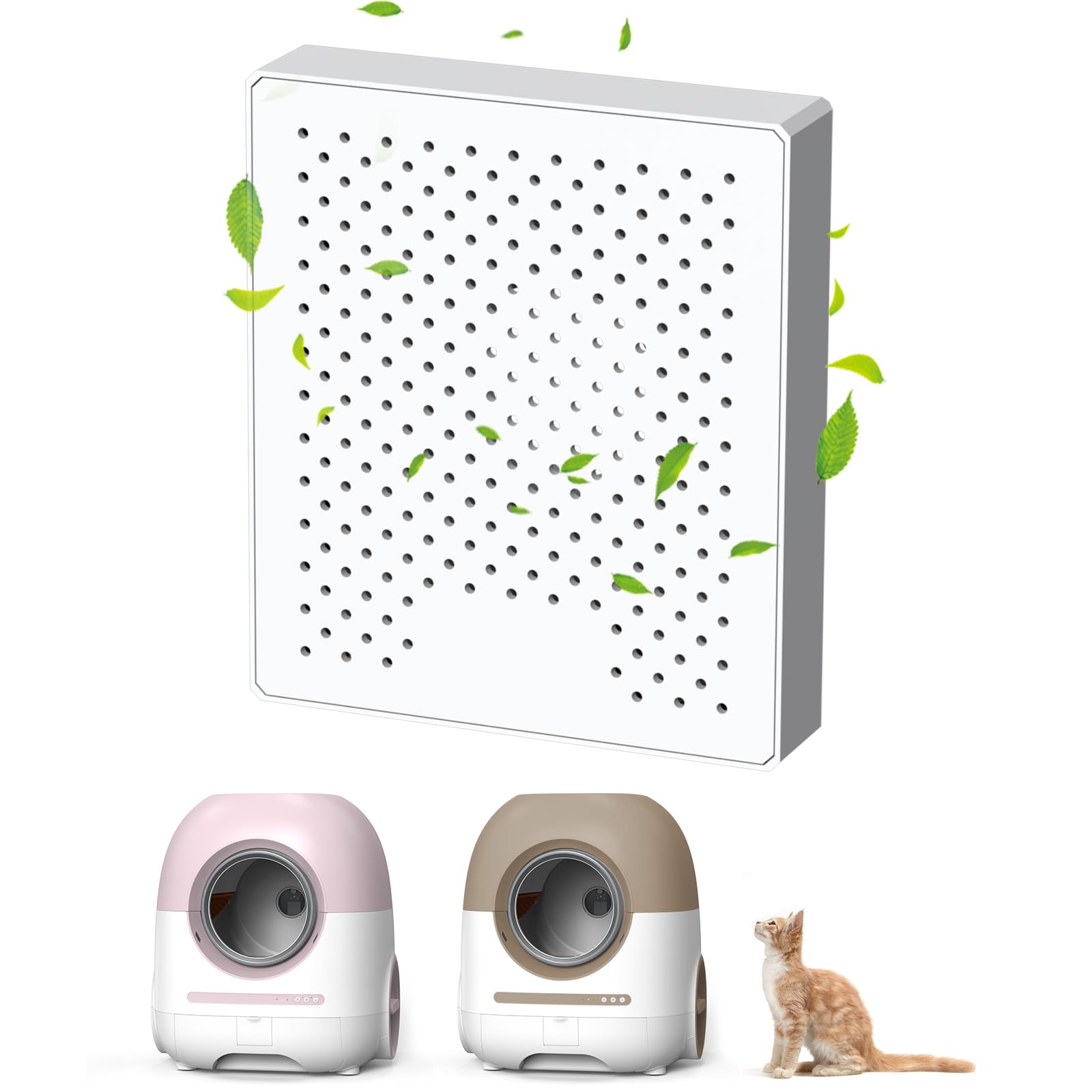 REDSASA Deodorization Air Purifier for Self Cleaning Cat Litter Box, Odor Free, Safe For Cat, white