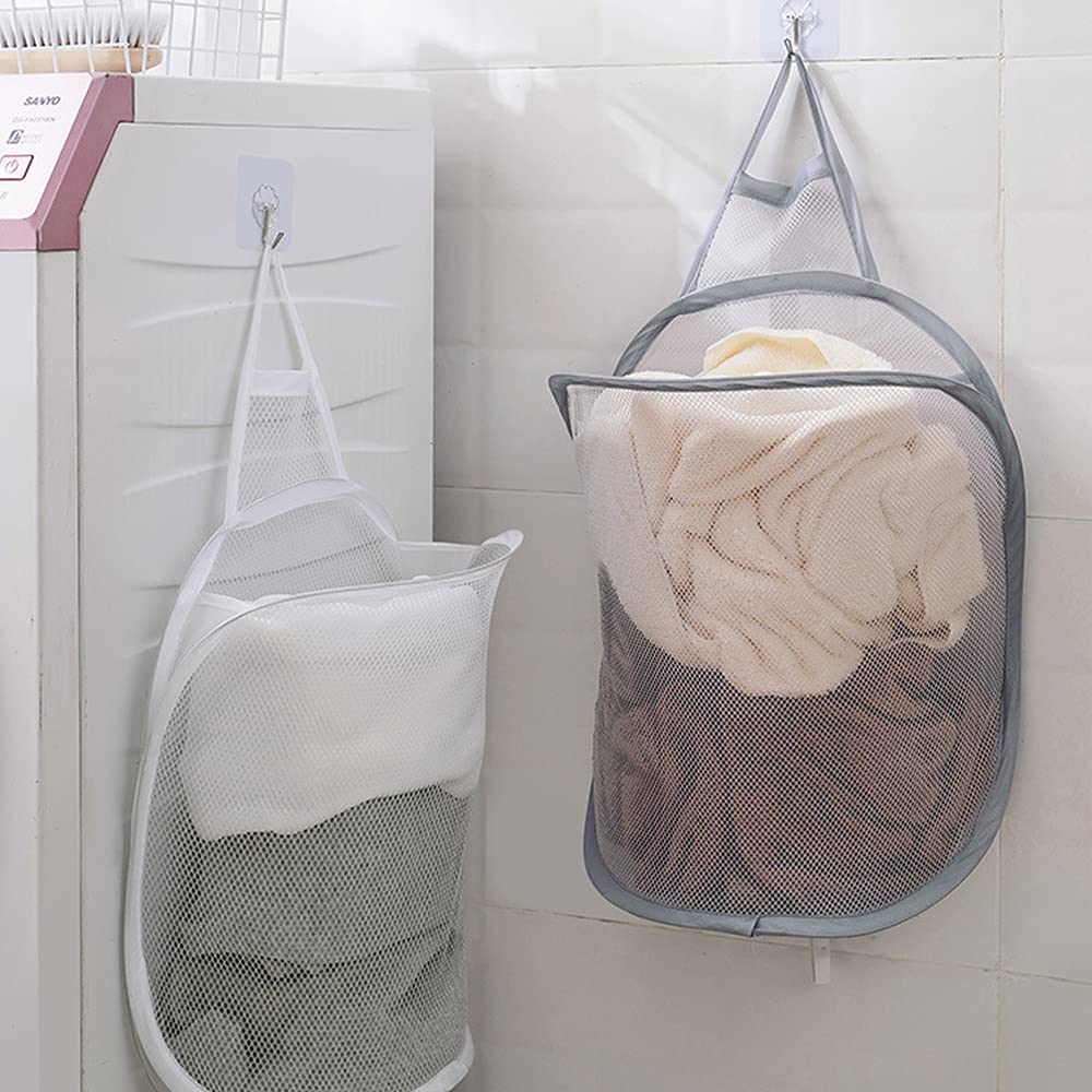 Mesh Collapsible Small Wall Laundry Baskets,Hanging Laundry Hamper,for Hotel, University Dormitory Use by HHSSALIN (1, CLASSIC)