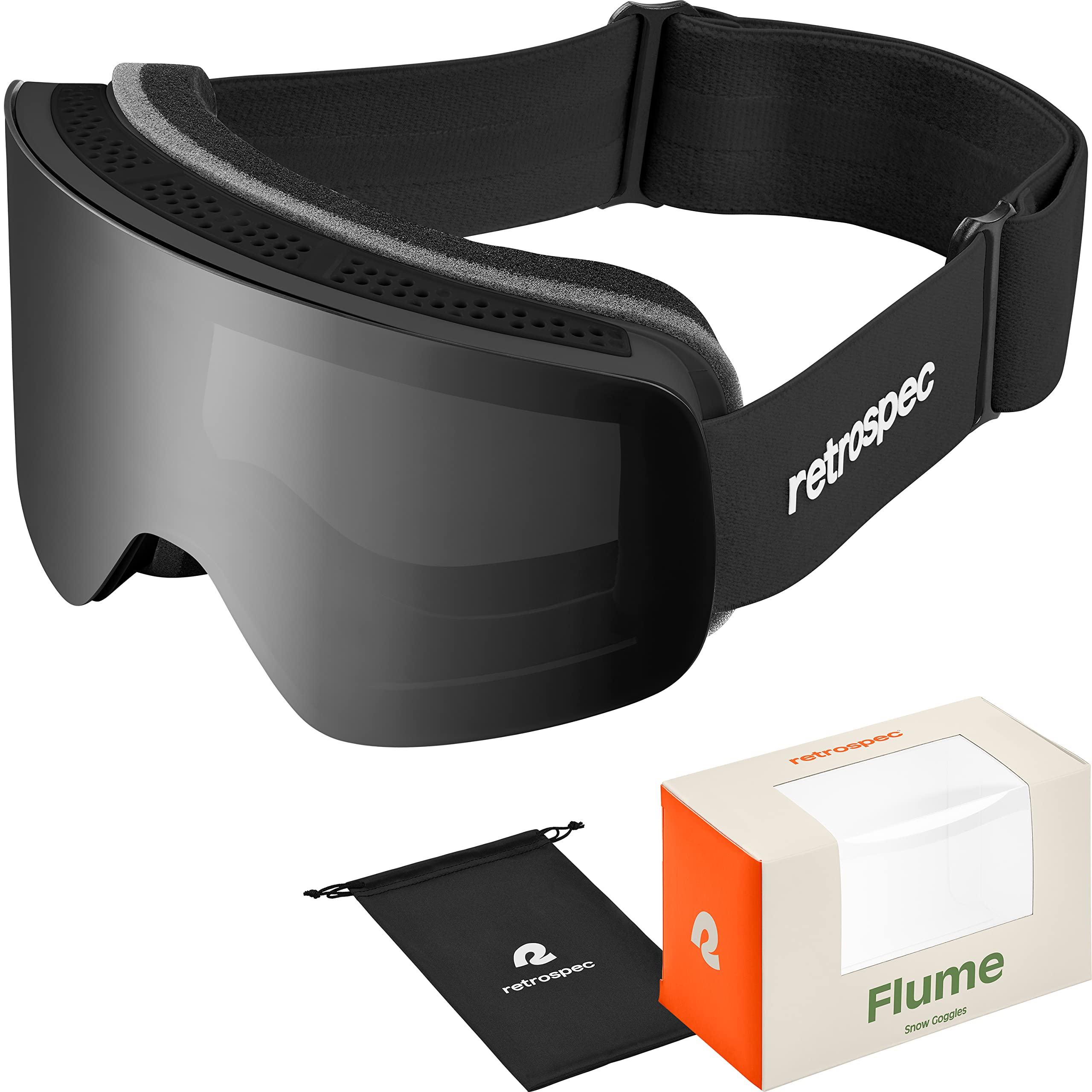 Retrospec Flume Ski Goggles for Men and Women UV Protection, Over Glasses Anti-Fog, Scratch Resistant Snow Goggles for Skiing and Snowboarding