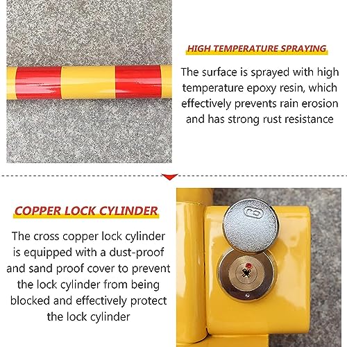 TzUfa Car Parking Space Lock Bollard, High Visibility Yellow and Red Lockable Fold Down Car Parking Barrier Post, Private Car Park Driveway Guard Saver Blocker with Locking Base (Color : Red)