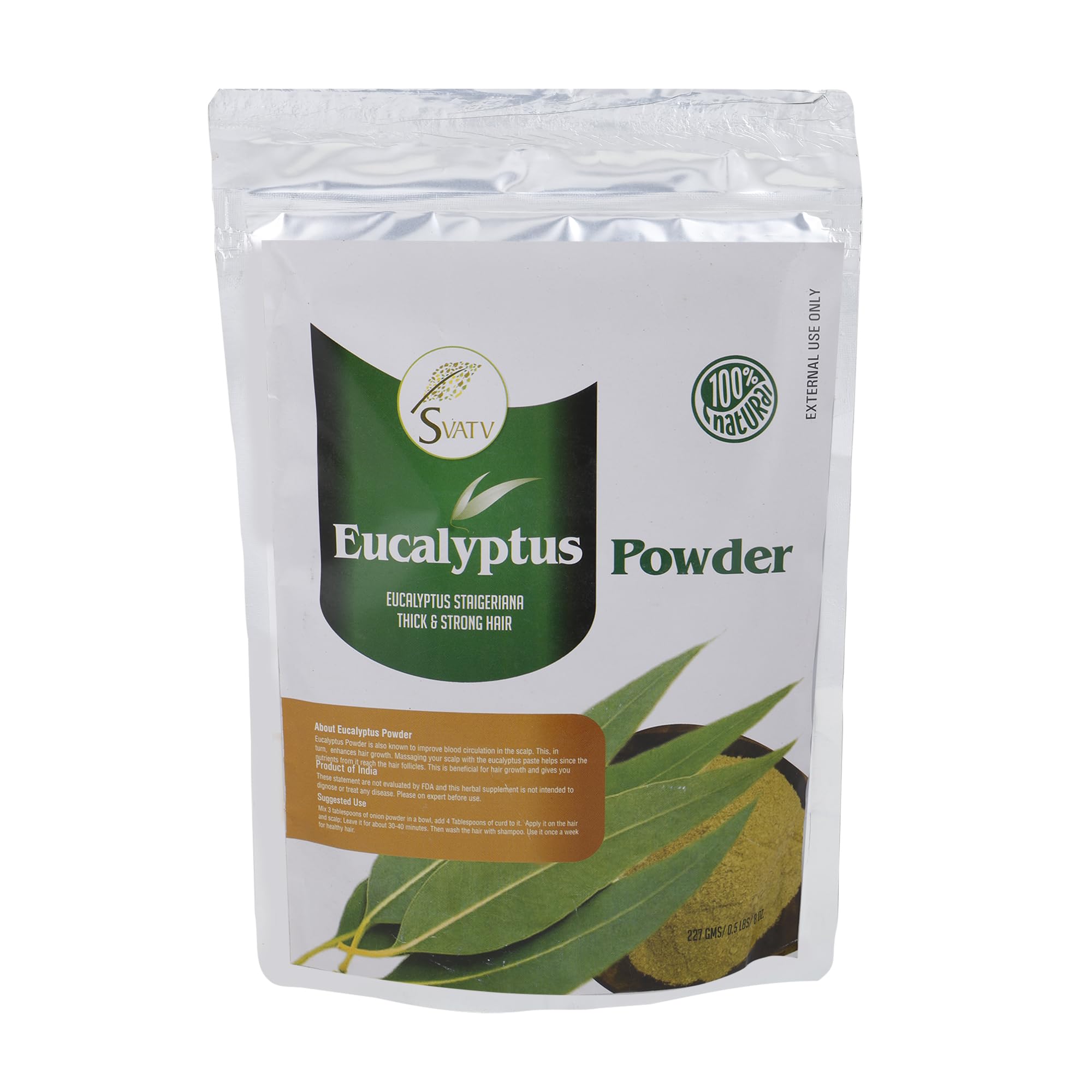 SVATV Eucalyptus Powder | Eucalyptus Staigeriana | For Hair Growth | Soothes The Scalp | Good for Skin | Size - 227g, Half Pound, 8oz