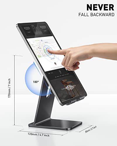 Maxonar Adjustable Tablet Stand Holder, Sleek Looks Tablet Desktop Stand Dock Constructed from Aluminum - Compatible with iPad Air iPad Pro/iPad Mini [4.7"-13"], iPhone 15, Galaxy Tab S8, Grey