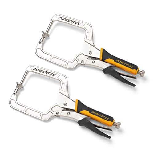 POWERTEC 71744 Quick Release 12” Right Angle Pocket Hole Clamps for Pocket Hole Joint Assembly, Woodworking & Welding, 2 PK