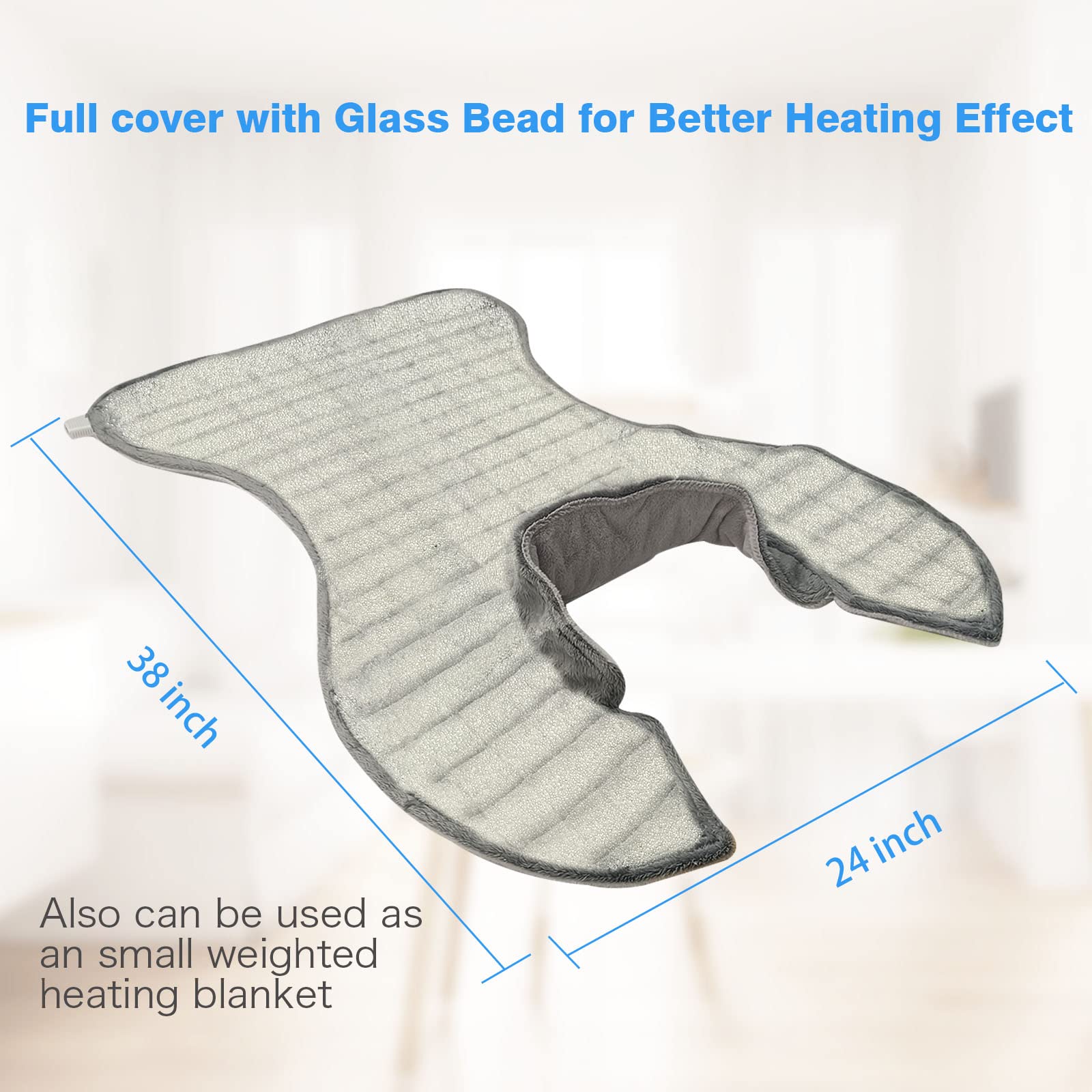 Large Heating Pad for Neck,Shoulder,Back,38" x 24" Full Weighted Heating Pad for for Back Pain Relief, 3lb, 12 Heat Level Hot Heated Pad, 1-24Hour Auto Shut Off, Stay on Function,Fast Heating Wrap