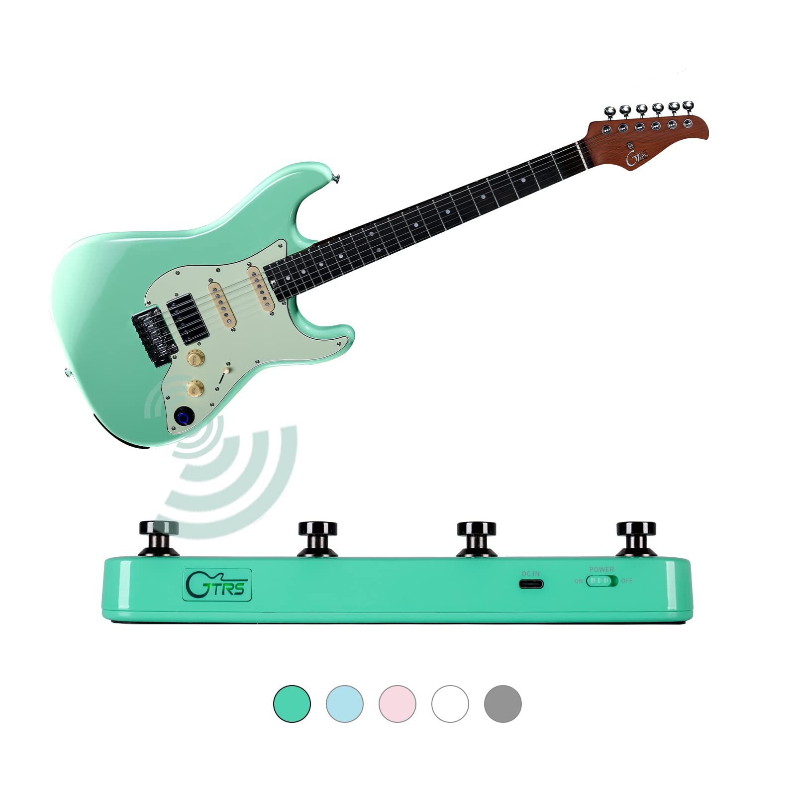 MOOER GTRS S800 Green with Wireless Footswitch Controller and MOOER Guitar Amplifier Combo 15W Green