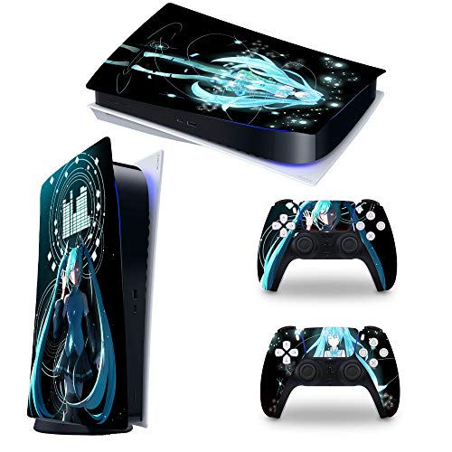 Miku PS5 Digital Edition Whole Body Vinyl Skin Sticker Decal Cover for Playstation 5 Digital Edition System Console and Controllers