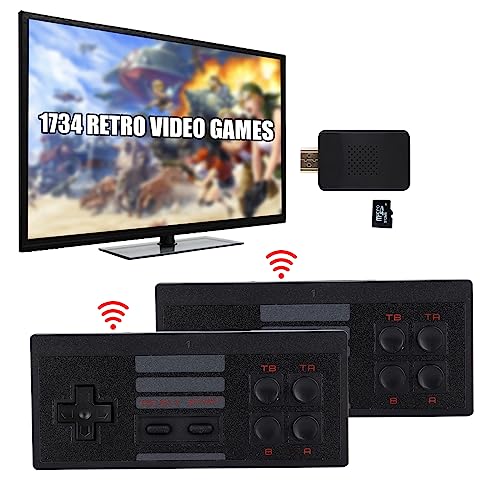 Wireless Mini Retro Game Console Built-in 1734 Classic Games Plug & Play Video TV Game Stick Support HDMI/AV Output with 2 Wireless Controllers Handheld Game Consoleβ¦β¦β¦