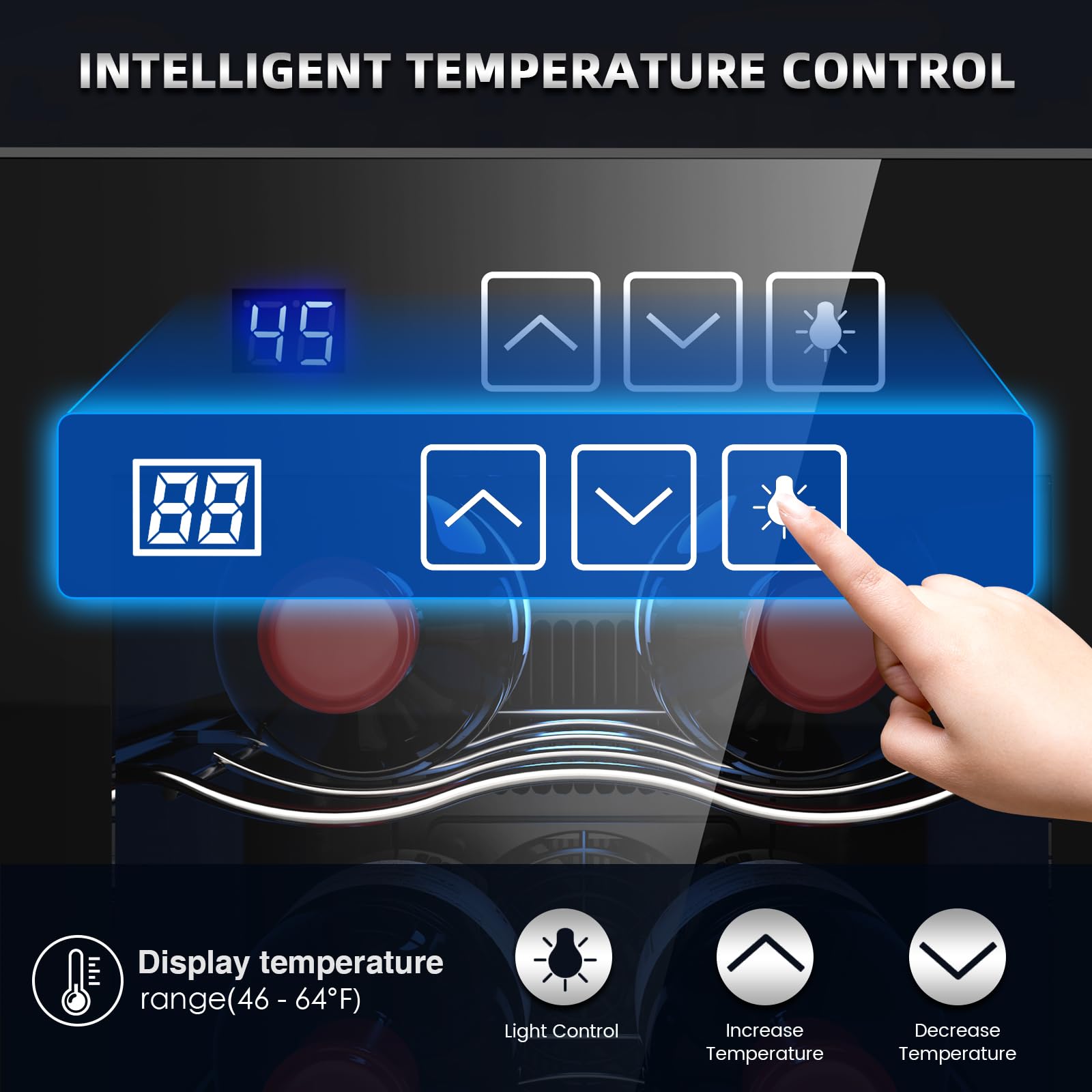 Mojgar 6 Bottle Wine Cooler, Freestanding Small Wine Fridge with 46-66℉ Digital Temperature Control Thermoelectric Wine Cooler, Countertop Wine Cooler for Wine Enthusiasts, 16L Wine Refrigerator