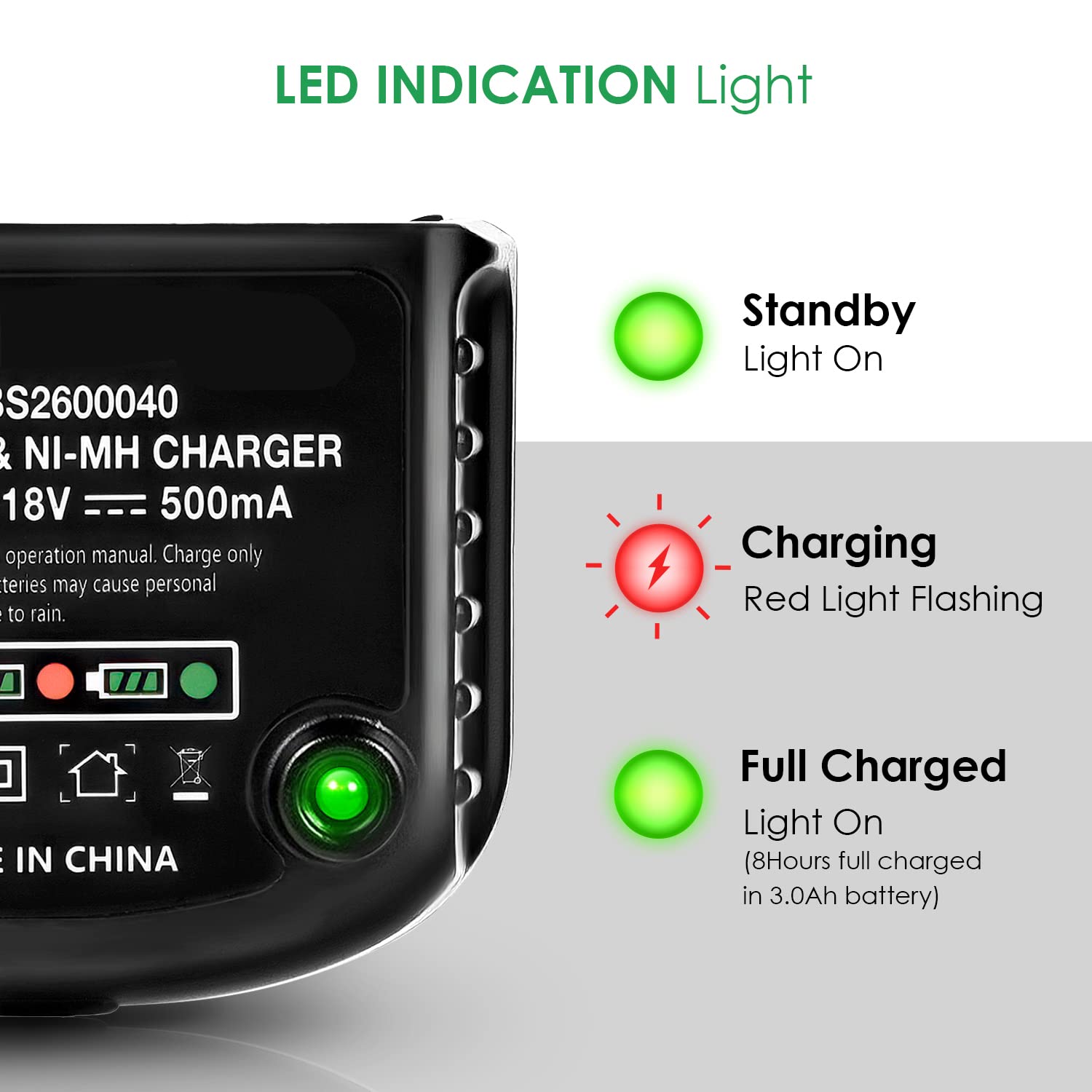 LUSAF 9.6V-18V Battery Charger Replacement for Black and Decker Battery Slide-in Style18V Ni-Cd Ni-MH Battery