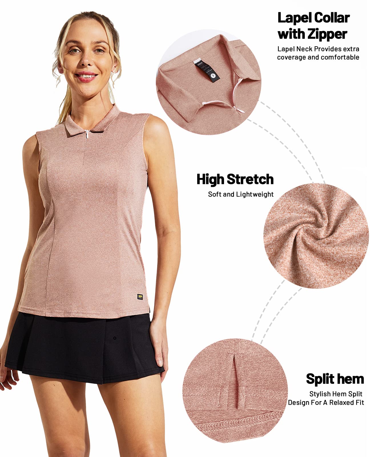 MIER Women's Sleeveless Polo Golf Shirts with Collar Quick Dry Lightweight Tennis Tank Tops, Heather Purple, M