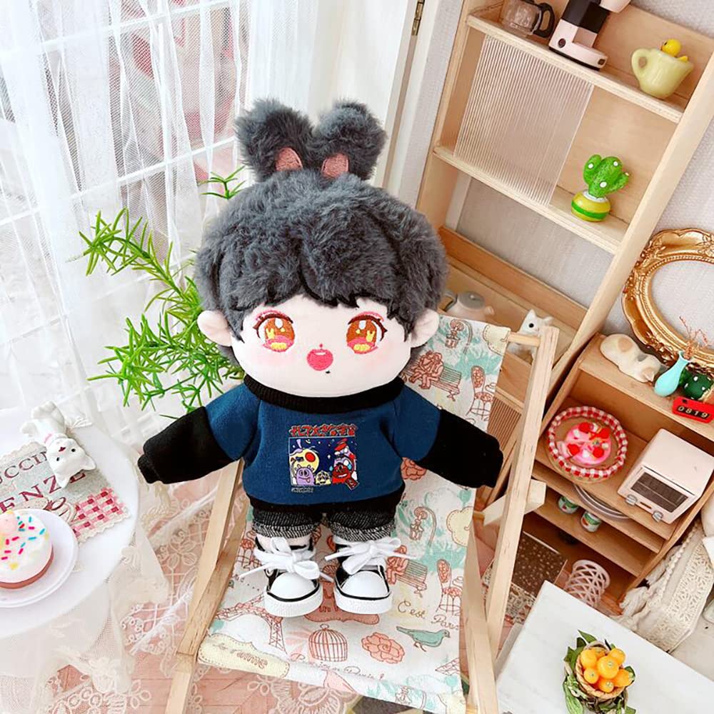 niannyyhouse 20cm Plush Doll Clothes Loose Long Sleeve Sweatshirt Accessories Kpop Doll Dressup (Brown)