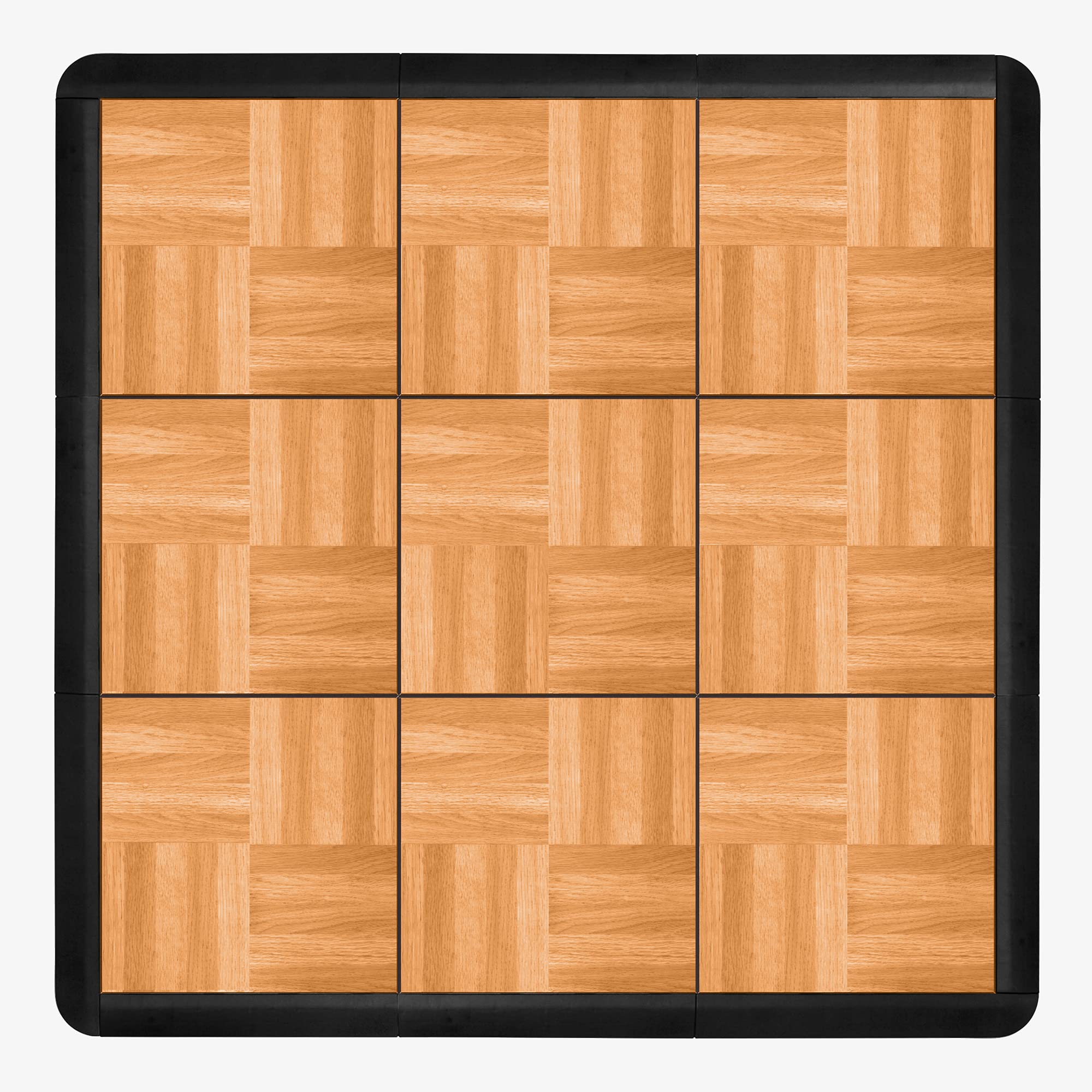 IncStores 3/8" Thick Snap Together Dance Flooring Tiles | 12”x12” Printed Vinyl Dance Floor Tiles for Practice & Performance | Oak | 9 Tile Pack