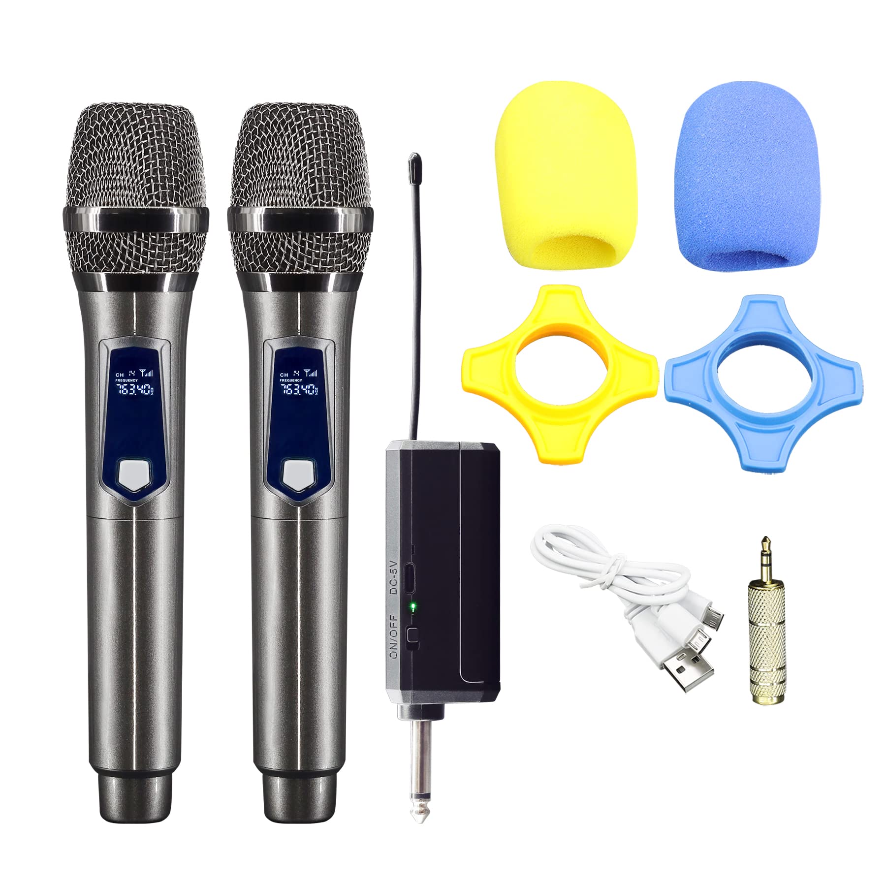 PAsucceed Wireless Microphone, Dual Handheld Wireless Dynamic Microphone System, Easy to Use for Churches, Speeches, Weddings, Party Singing, Karaoke Machines, Speakers, Amplifiers, 160 ft. Range