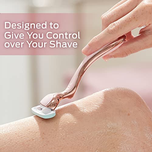 Schick Hydro Silk Moisturizing Razor for women, with premium Rose Gold Metal handle and 9 Cartridge Refills