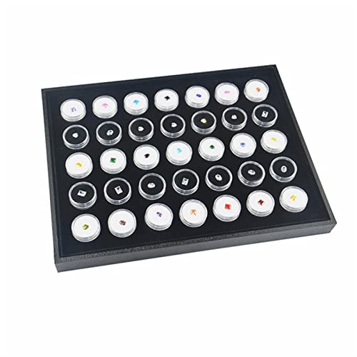 MEGTRI Womenjewelrybox Novel Gem Jar Display Gemstone Insert Tray Jewelry Charms Beads Organizer White Foam Round Box Lining Show Case Holder