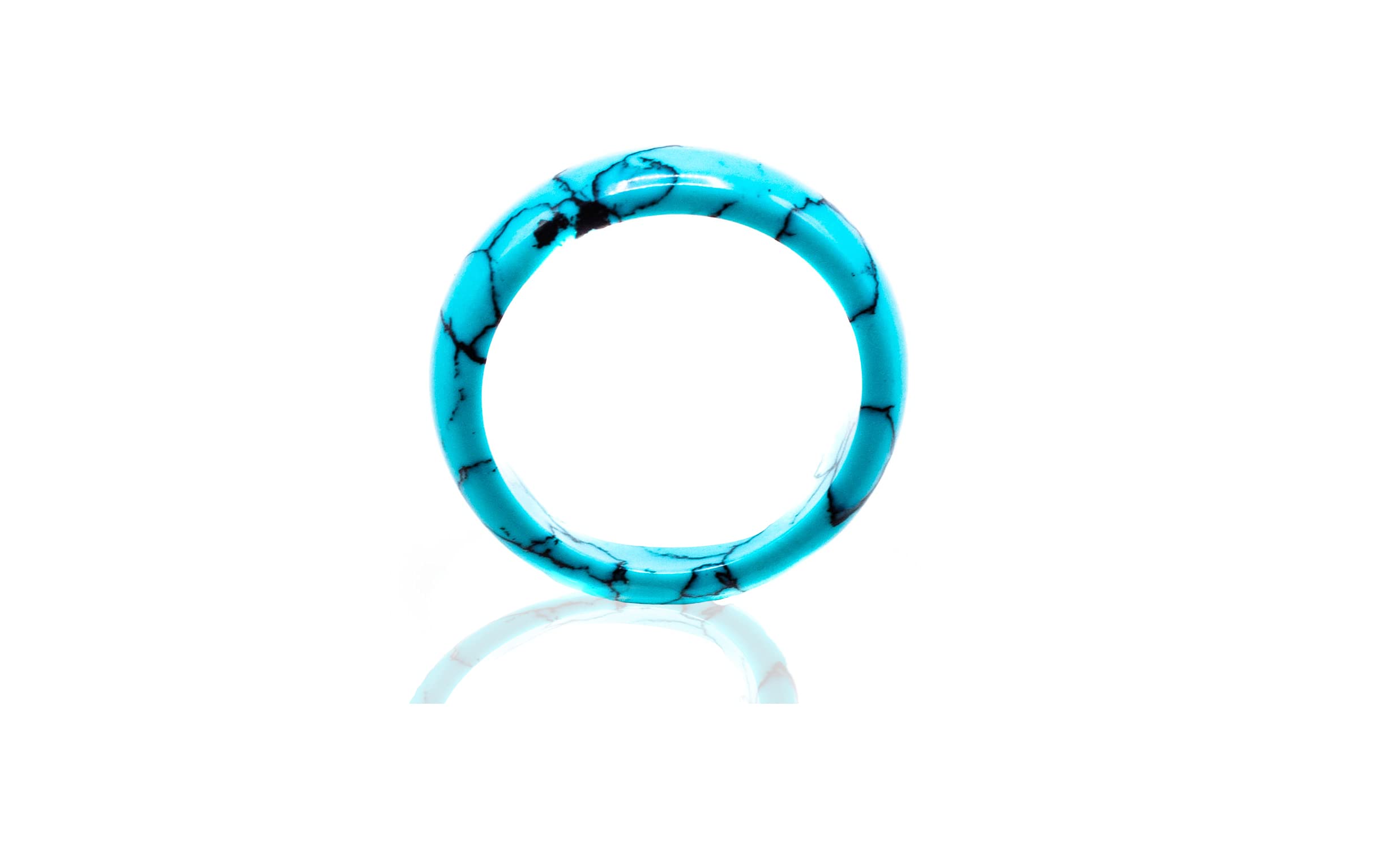 LTC Designs Genuine Turquoise-colored Howlite Gemstone Banded Ring, Ring Size: 6