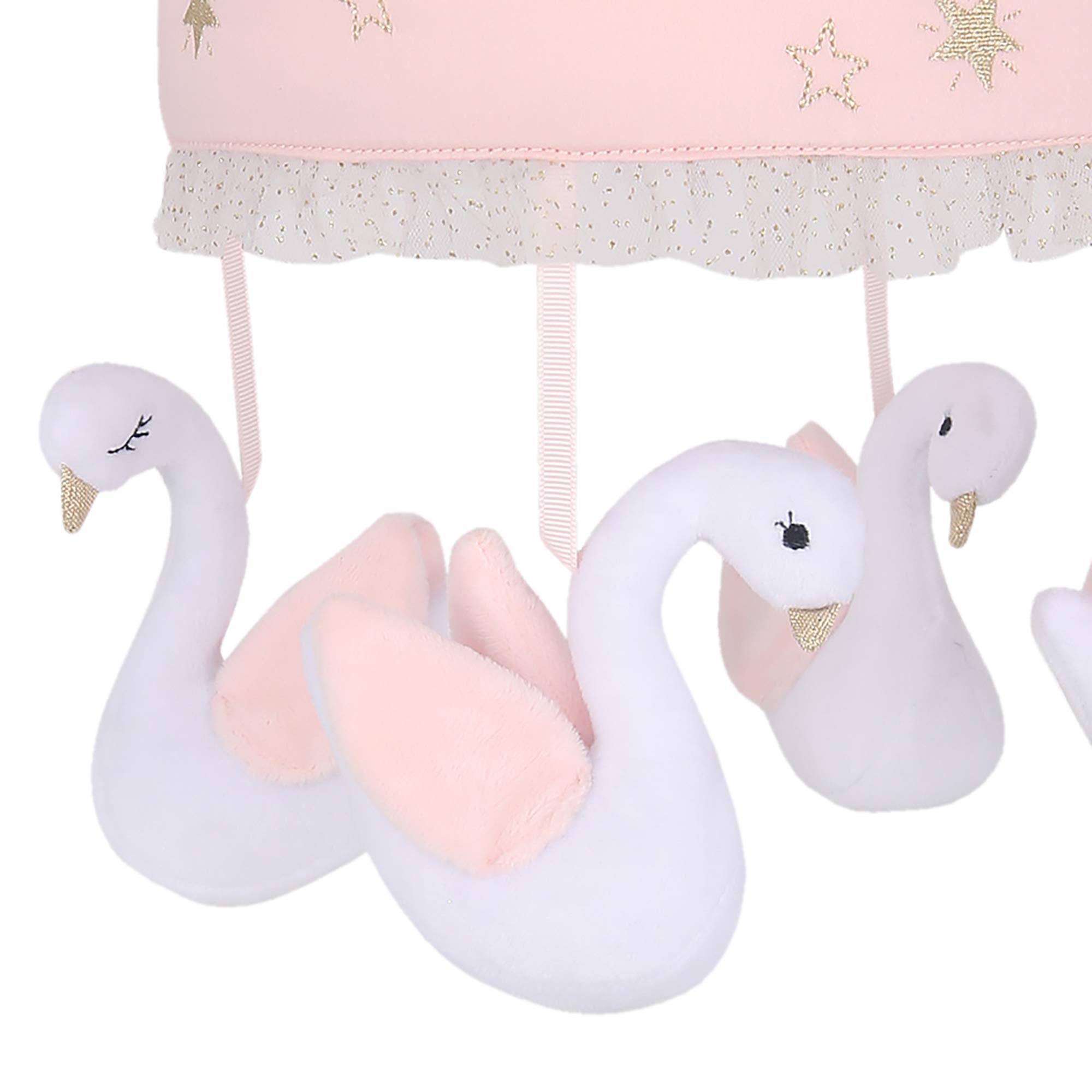 Lambs & Ivy Signature Swan Princess Pink/White Musical Baby Crib Mobile