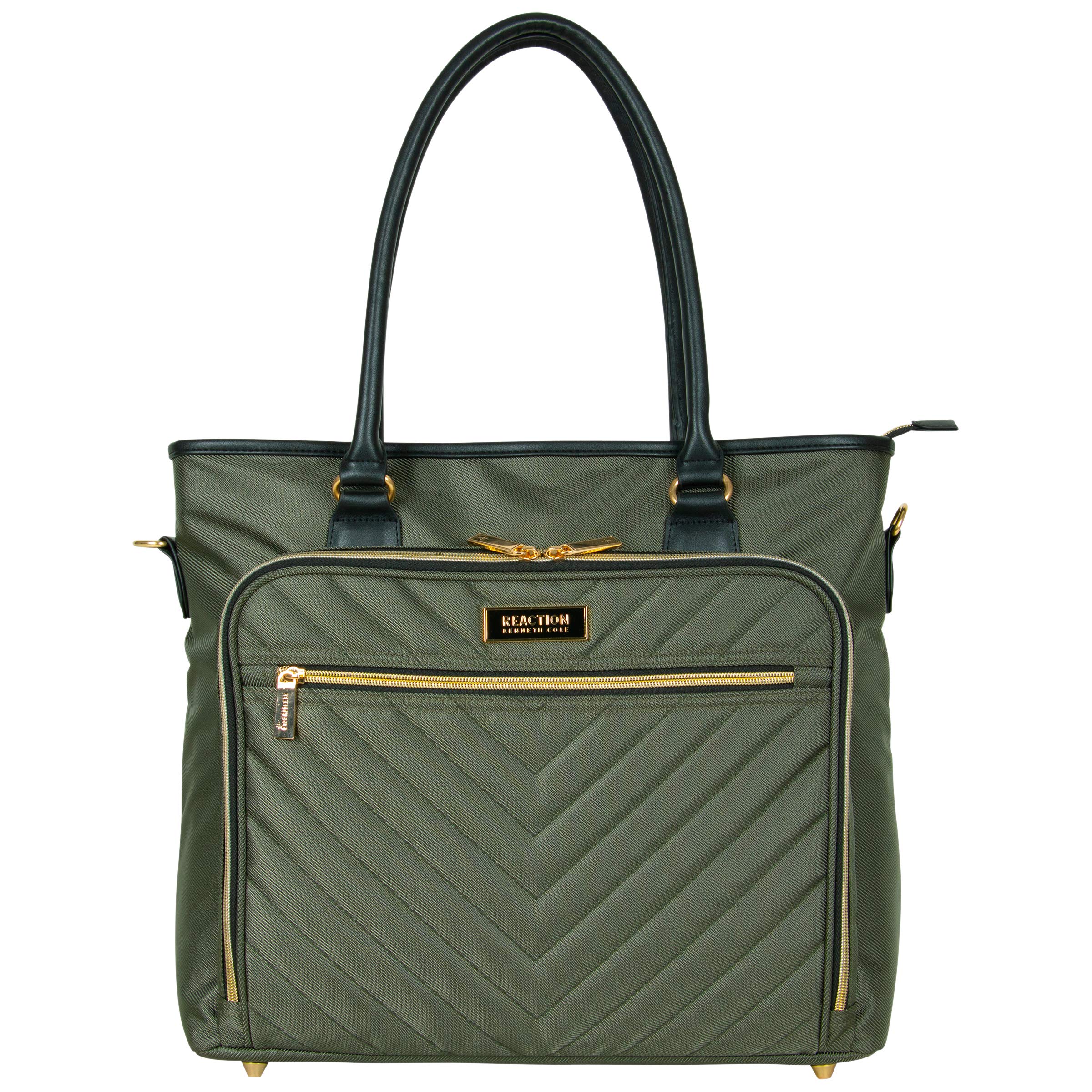 Kenneth Cole Reaction Chelsea Chevron 15" Laptop & Tablet Business Tote W/Removable Shoulder Strap, Olive