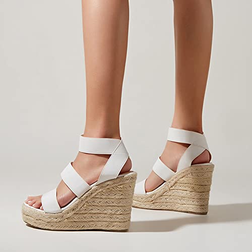 sckarle Wedge Sandals for Women Summer Espadrille Sandals Platform High Heels Beach Ankle Strap Sandal