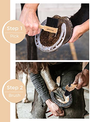 Ueemph Hoof Picks for Horses,Wooden Handle Hoof Pick with Brush,Sturdy and Durable,Excellent Texture, (1 Pieces)