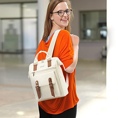 LOVEVOOK Mini Backpack for Women, Small Backpack Purse Cute Daypacks Stylish Bags for Shopping, Work, Dating, White-Brown