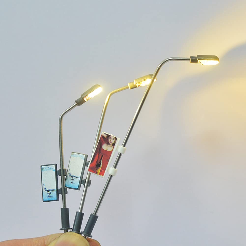 REHOC 20 Pieces Mini Model Railway Lamppost Street Light Warm White HO Scale 1:100 Garden Landscape Light