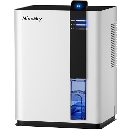 NineSky Dehumidifier, 98 OZ Dehumidifier for Home, (800 sq. ft.) Dehumidifiers for Bathroom, Bedroom with Auto Shut Off, 5 Colors LED Light(H2 White)