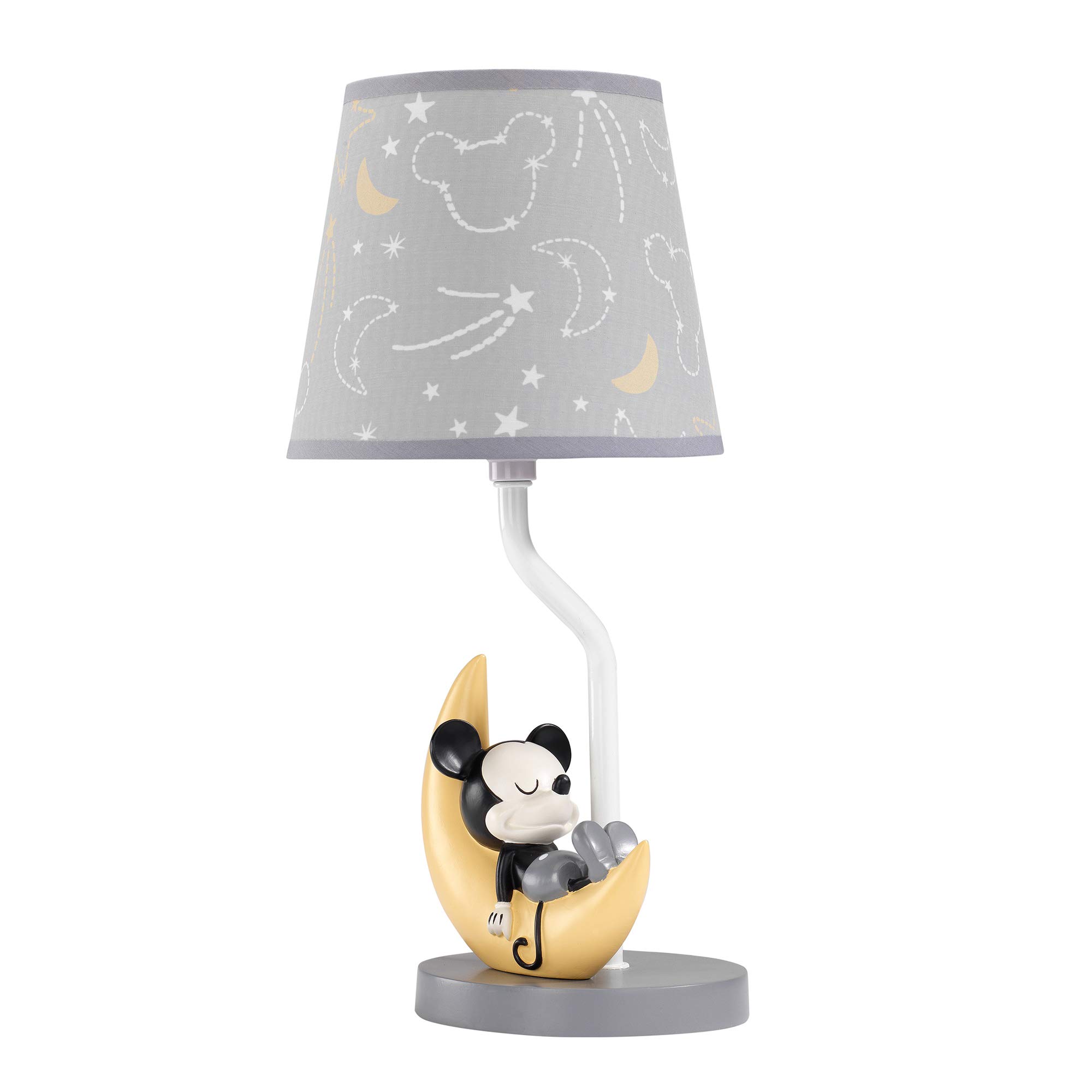 Lambs & Ivy Disney Baby Mickey Mouse Lamp with Shade & Bulb, Gray/Yellow