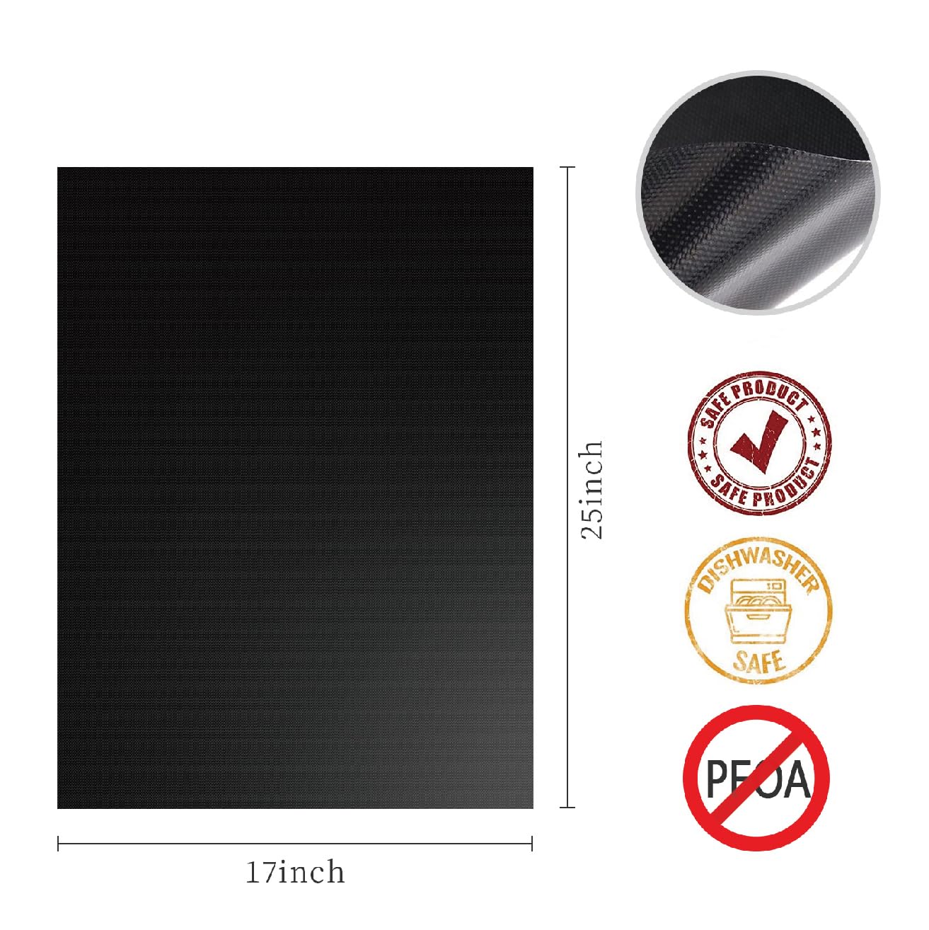 Oven Liners for Bottom of Oven, 2 Pack Large Thick Heavy Duty 100% Non-stick Reusable Teflon Oven Mat, 17βx25β Baking Mat for Electric, Gas, Toaster Ovens, Grills,Kitchen Friendly Cooking Accessory