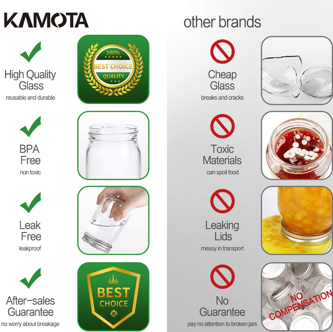 KAMOTA Mason Jars 12 oz With Regular Lids and Bands, Ideal for Jam, Honey, Wedding Favors, Shower Favors, DIY Spice Jars, 20 PACK, 30 Whiteboard Labels Included