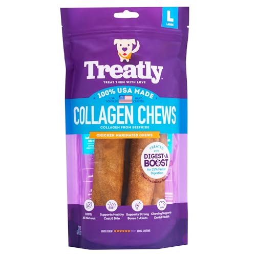Treatly USA Collagen Rolls 9-10" Dog Chew Treats - Chicken Marinade Flavor, 4 Count/1 Pack